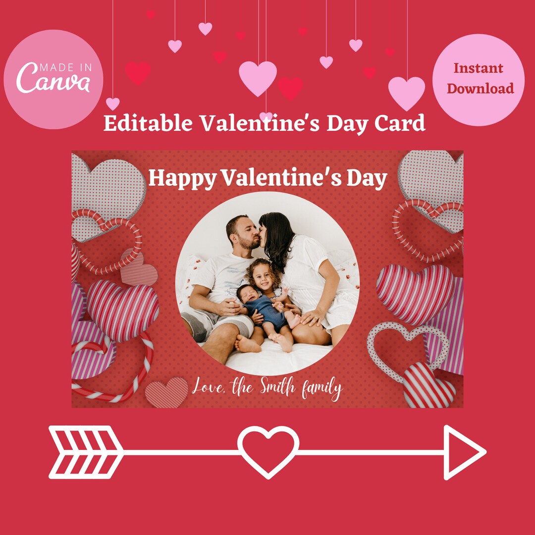 Valentine's Day Card, Printable Valentine's Day Card, Photo Post Card ...