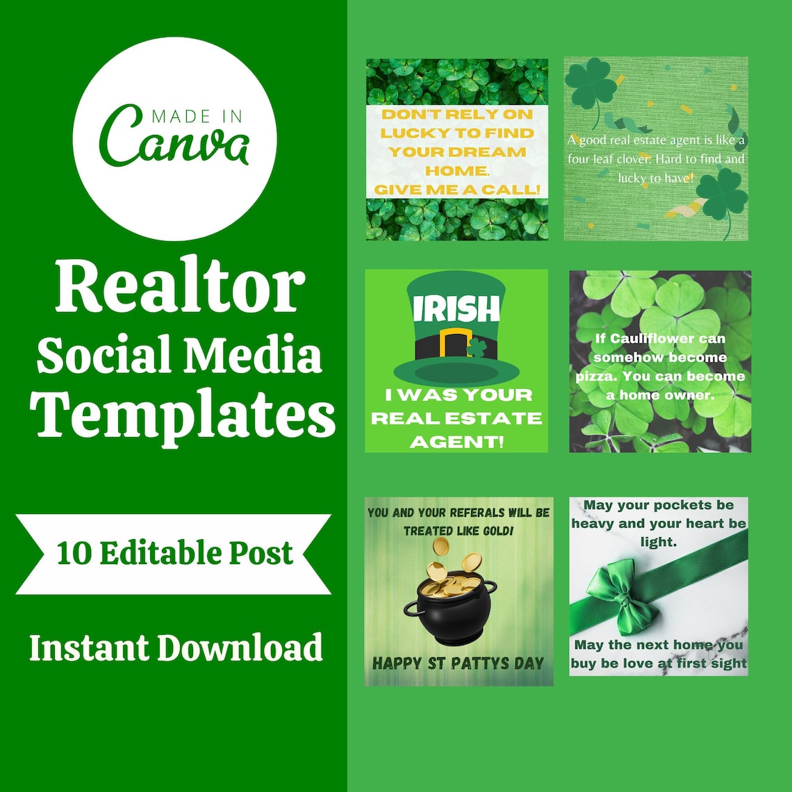 March Real Estate Post, St Pattys Day Real Estate Post, Editable Social ...
