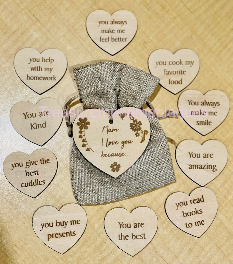 Mothers Day Timber I Love Mum Because Tokens - Etsy