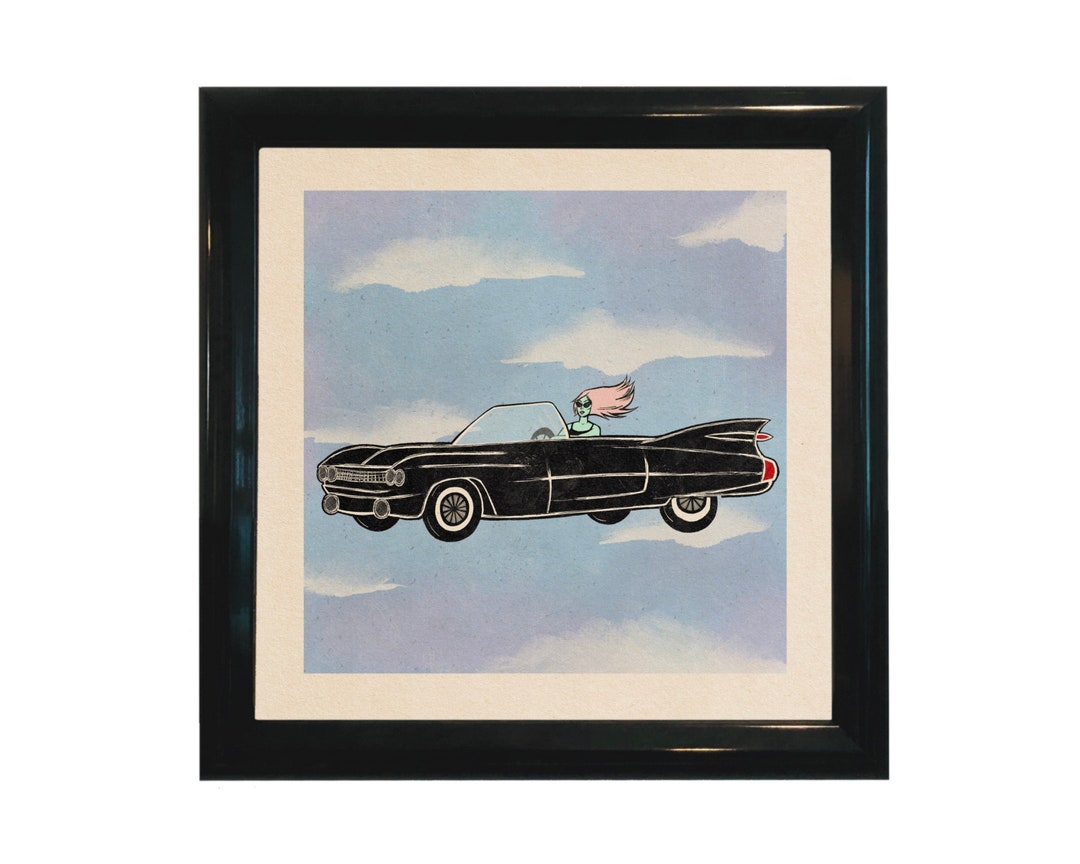 Alien Flying Hot Rod Through the Sky Fine Art Print 12”x12” - Etsy