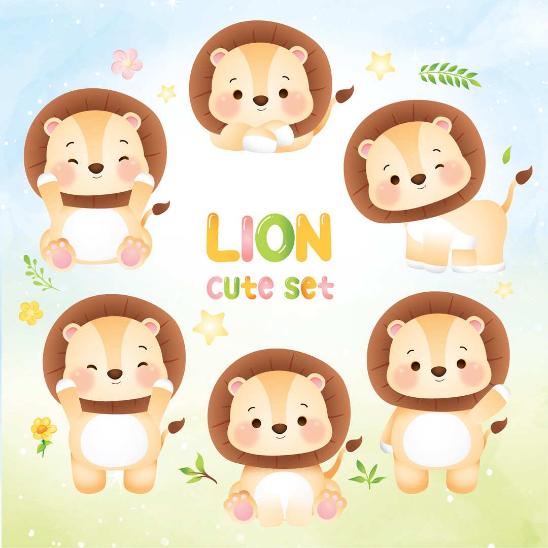 Lion Safari Cute Illustration, Lion Png, Safari Clipart, Safari Animal ...