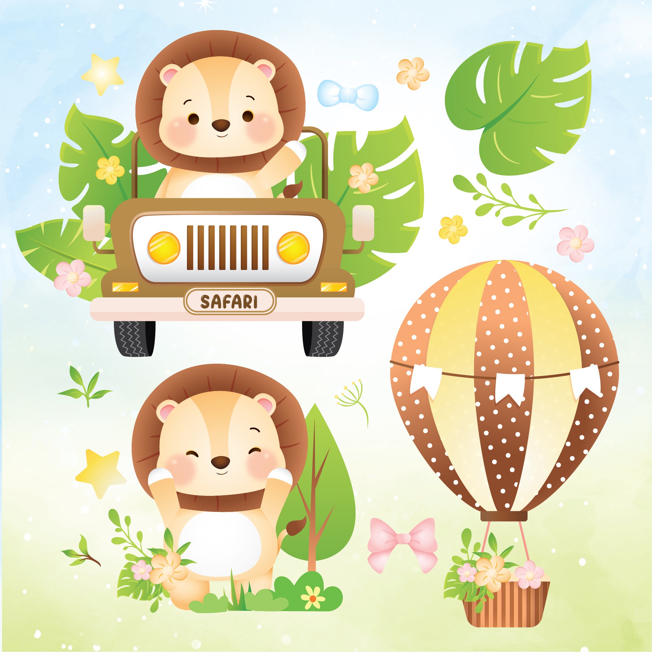 Lion Safari Cute Illustration, Lion Png, Safari Clipart, Safari Animal ...