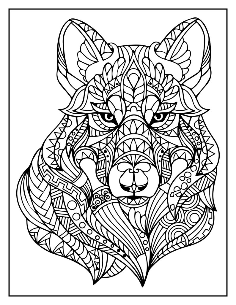 Printable Wolf Coloring Page Instant Download PDF | Etsy