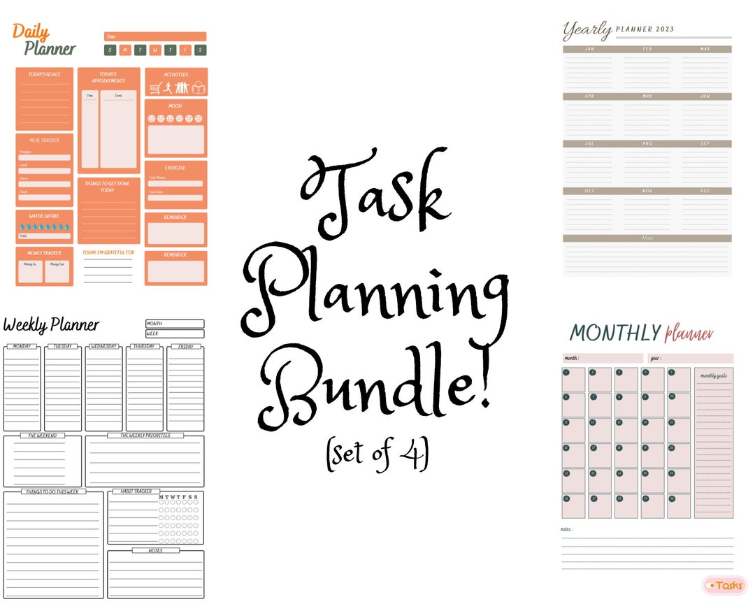 Printable Planner Bundle daily, Weekly, Monthly, Yearly - Etsy