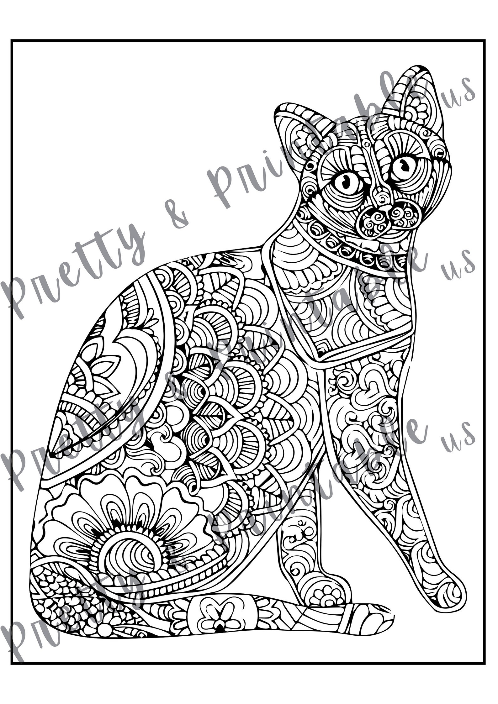 Printable Cat Coloring Page - Instant Download PDF - Etsy