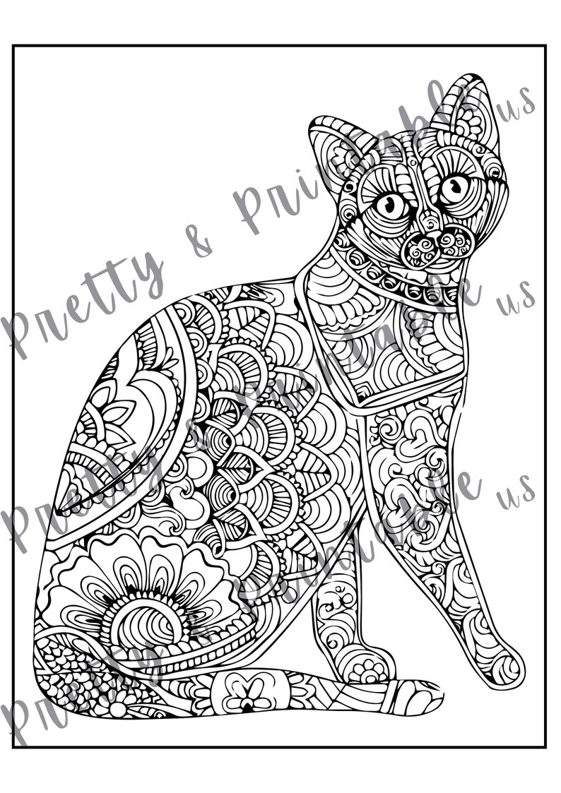 Printable Cat Coloring Page - Instant Download PDF - Etsy