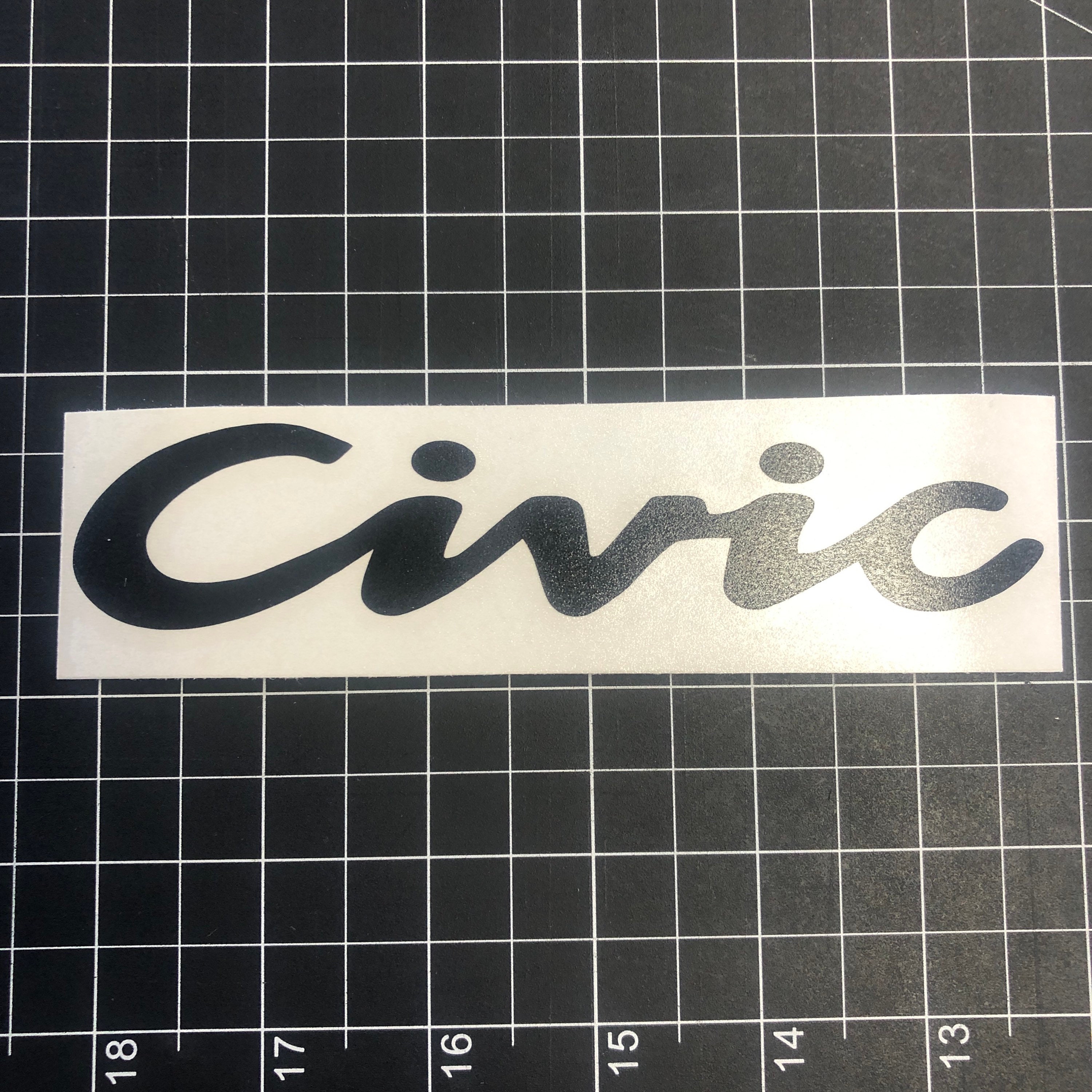Cursive Civic Black Logo Vinyl Decal Sticker Emblem Side | Etsy