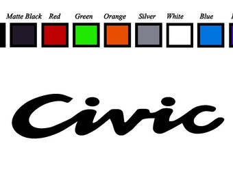 Cursive Civic Black Logo Vinyl Decal Sticker Emblem Side | Etsy