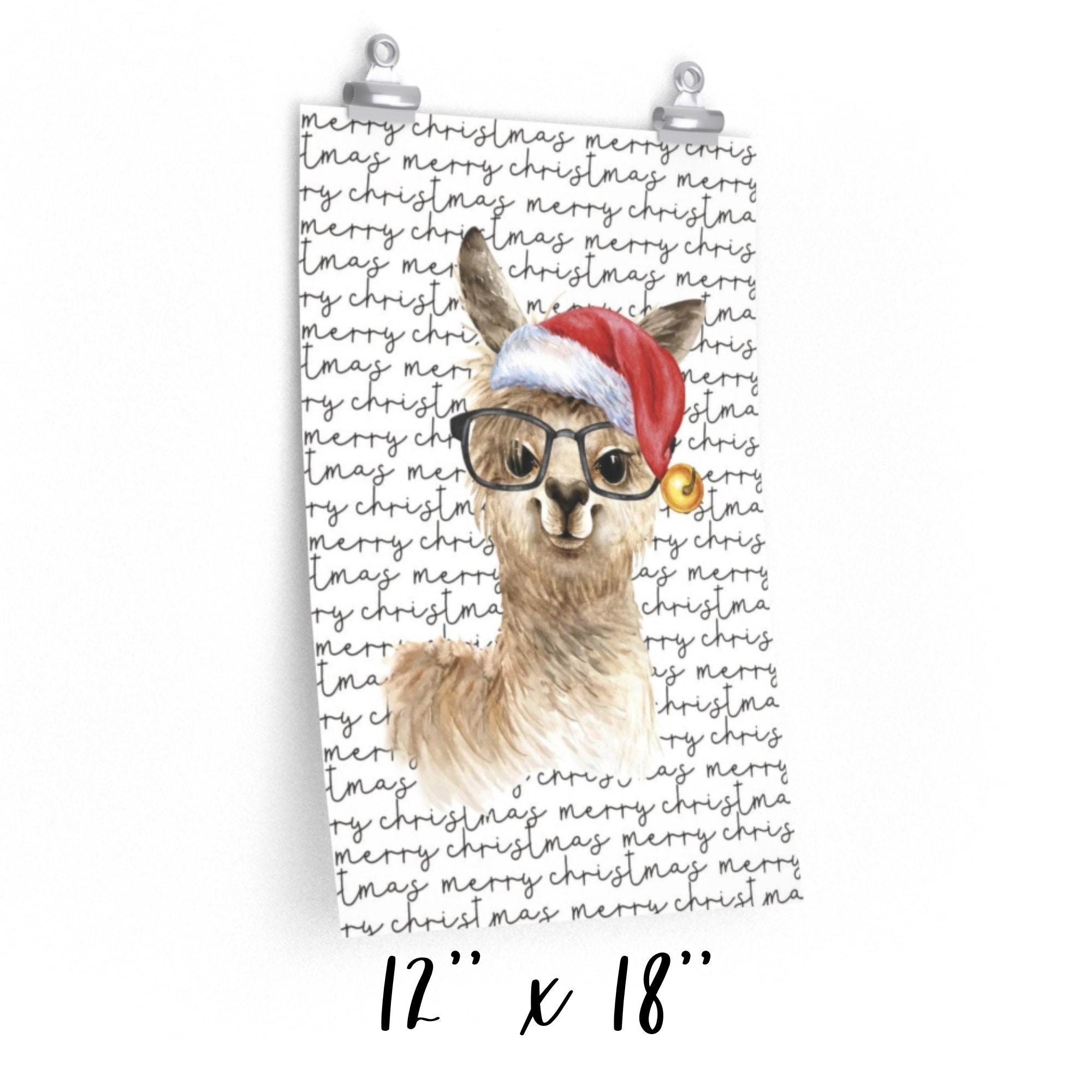 Merry Christmas Llama Art Print Christmas Wall Decor Simply Cheerful ...