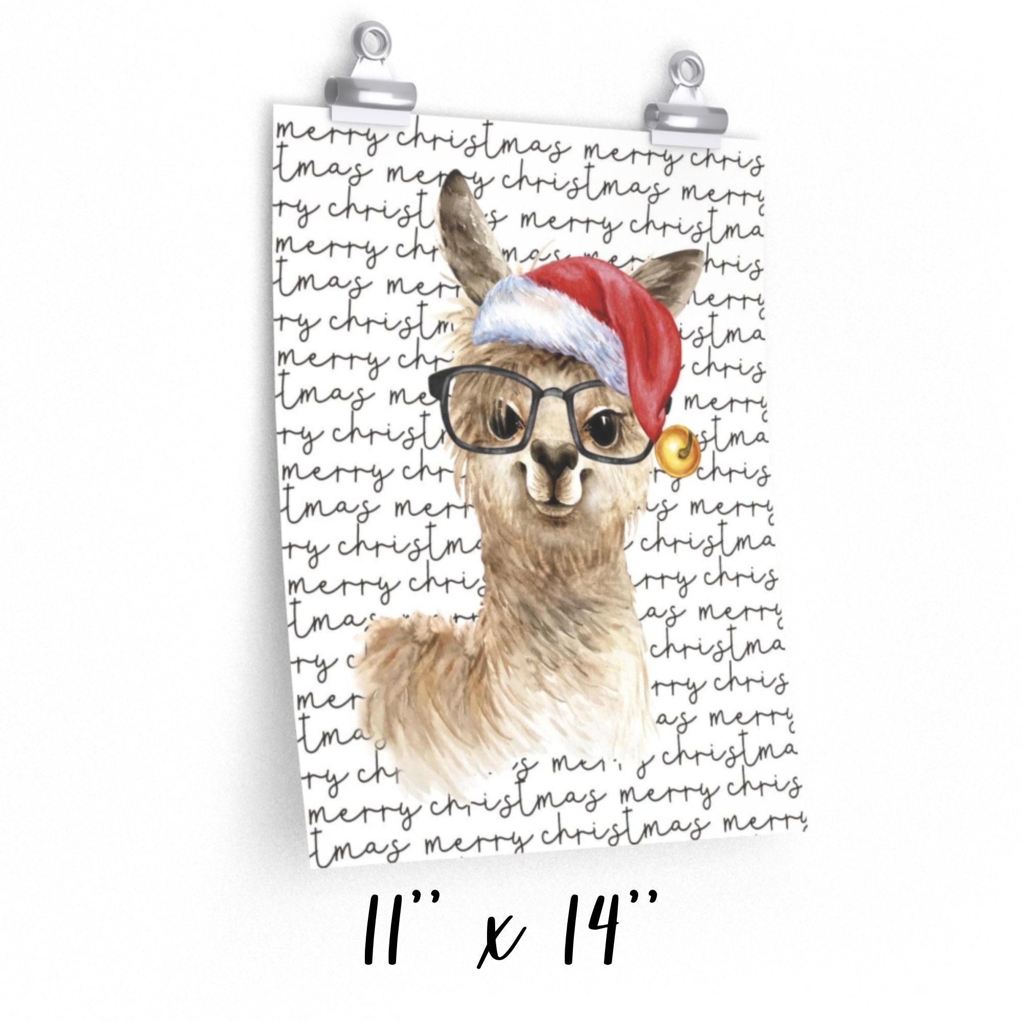 Merry Christmas Llama Art Print | Christmas Wall Decor | Simply ...