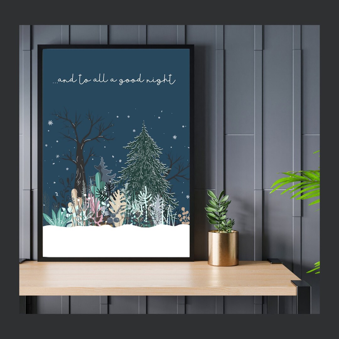 And to All a Goodnight Wall Art Print | Christmas Home Decor | Boho ...