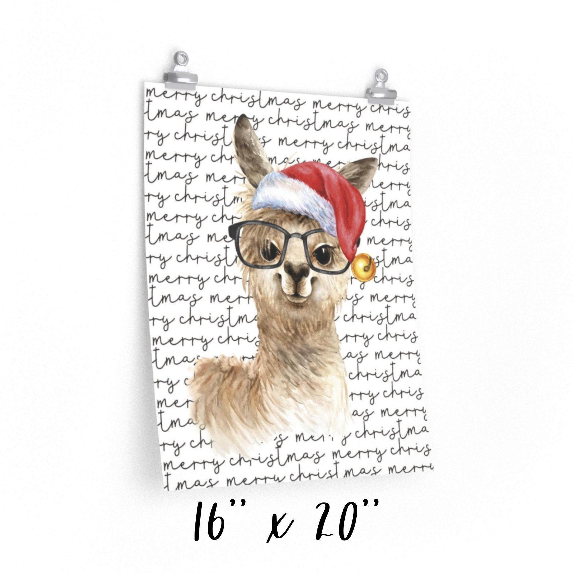 Merry Christmas Llama Art Print Christmas Wall Decor Simply Cheerful ...
