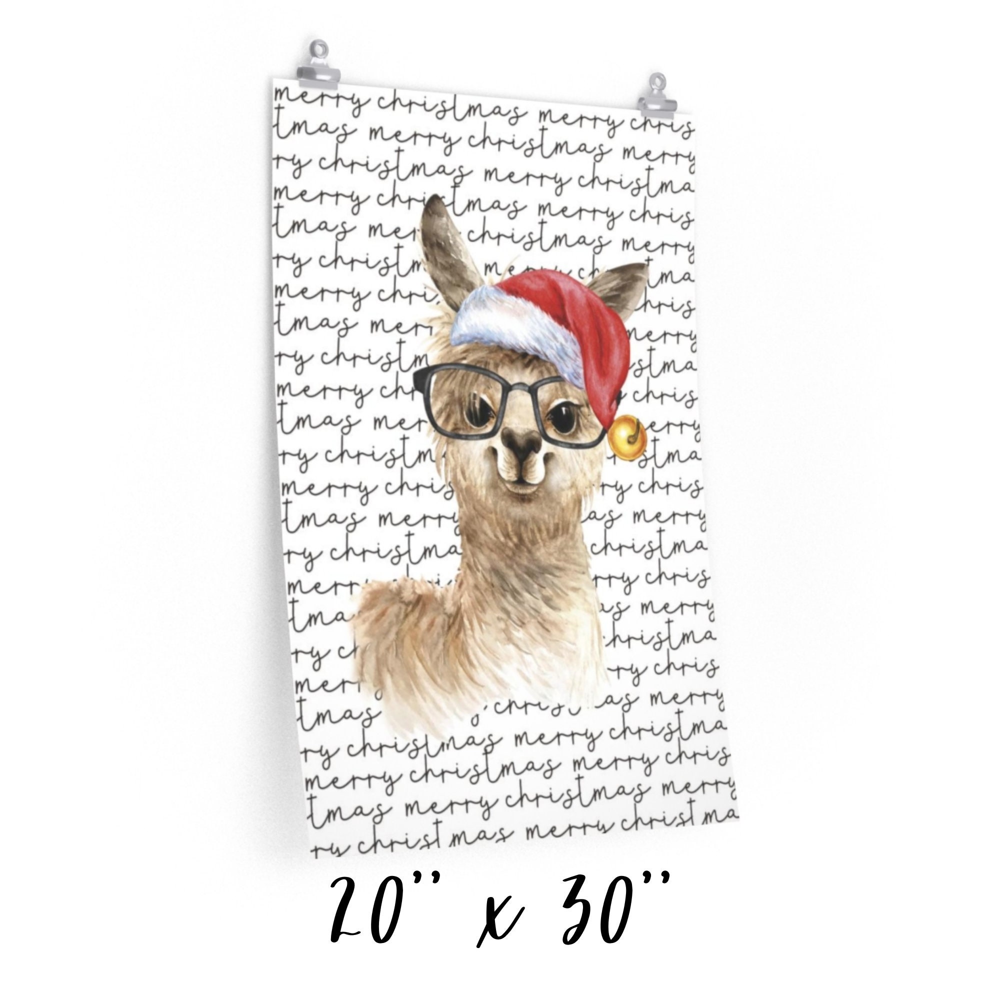 Merry Christmas Llama Art Print Christmas Wall Decor Simply Cheerful ...