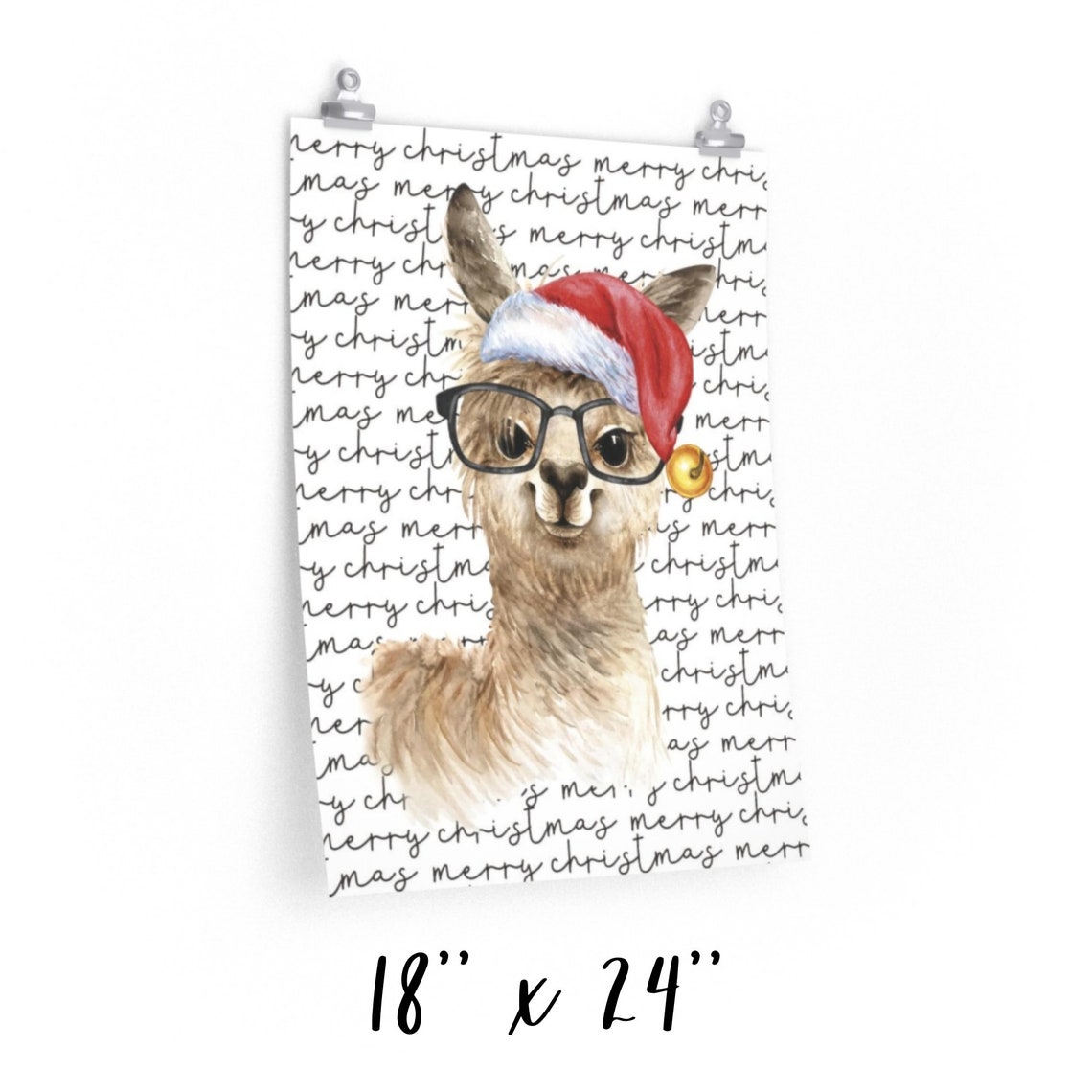 Merry Christmas Llama Art Print Christmas Wall Decor Simply Cheerful ...