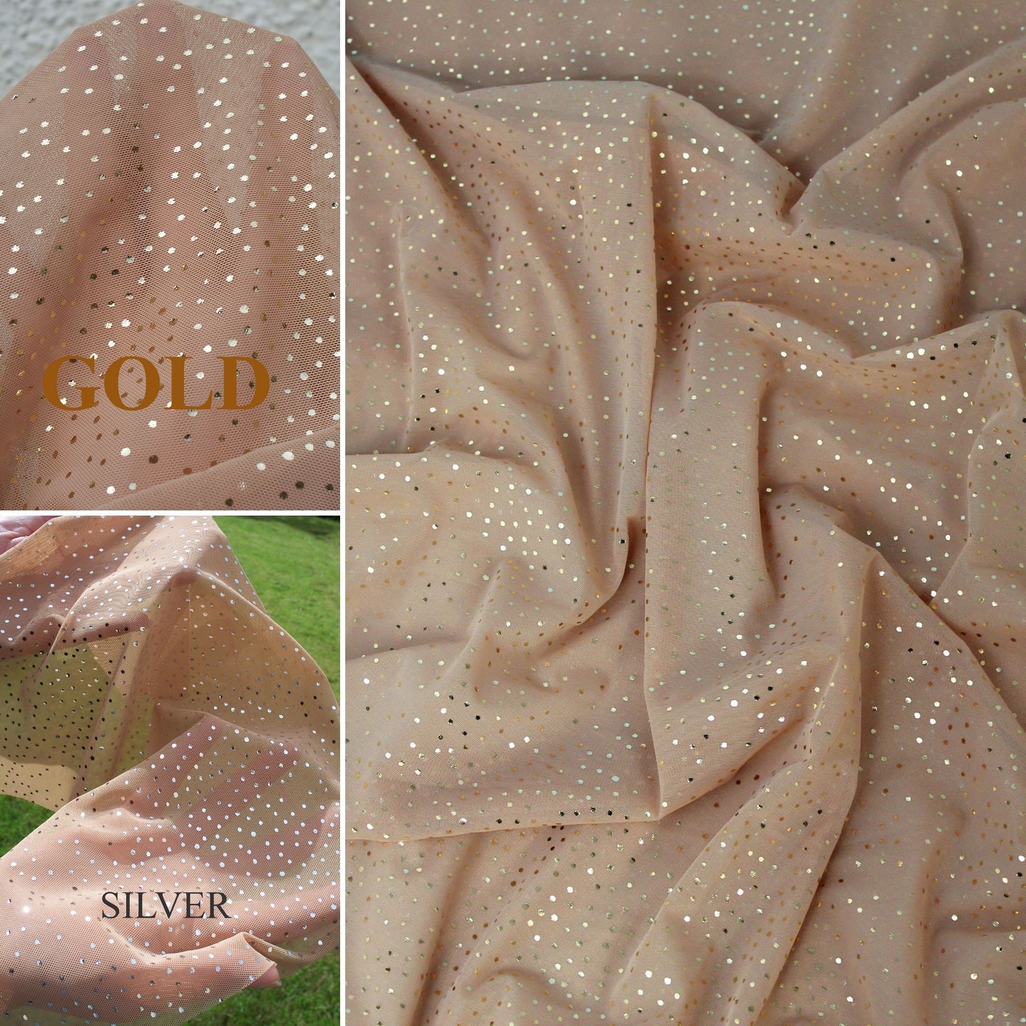 Glitter and Sparkle 4-way Stretch Power Mesh Fabric. Polyester / Nylon ...