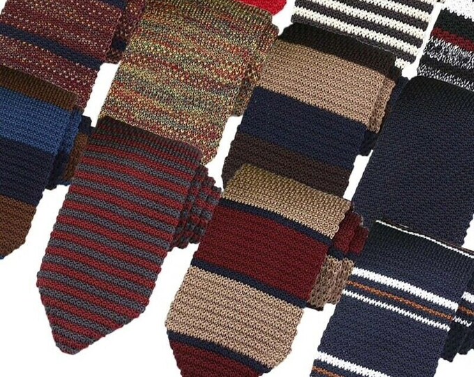 Knitted crochet tie - Etsy UK