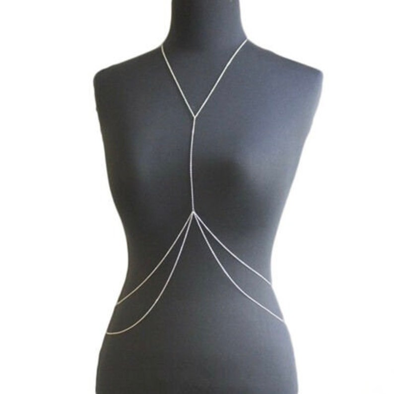 Stunning Silver Or Gold Belly Body Chain Necklace Waist Bikini Etsy Uk