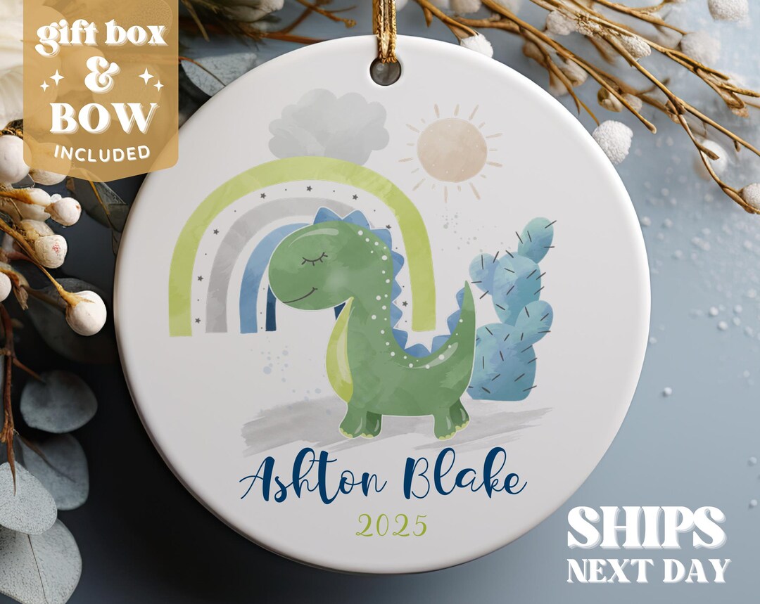 Dinosaur Christmas Ornament, Girls Personalized Christmas Ornament ...