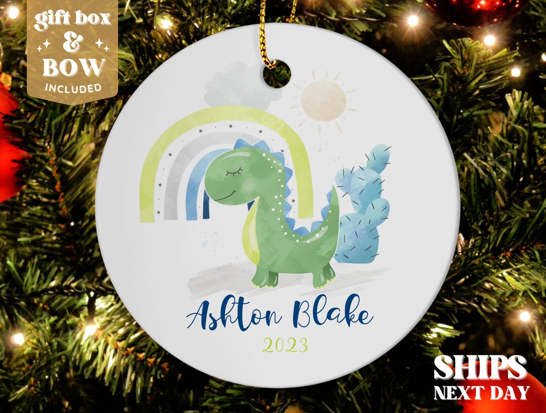 Dinosaur Christmas Ornament, Girls Personalized Christmas Ornament ...