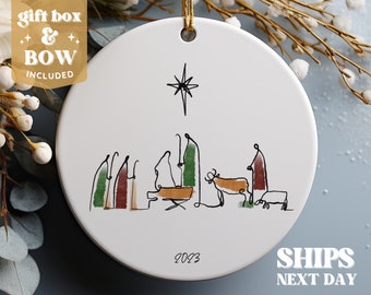 Nativity Christmas Ornament ǀ Manger Scene ǀ Ceramic Christmas Ornament ...
