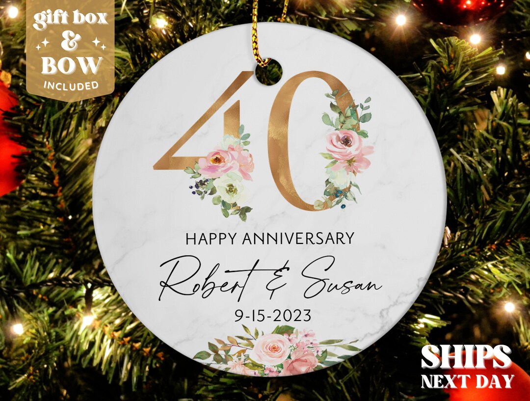 40th Anniversary Ornament Personalized, Christmas Ornament ...