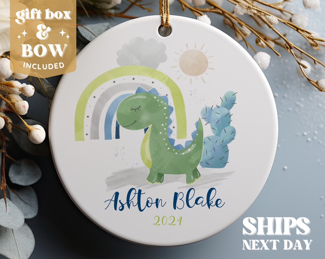 Dinosaur Christmas Ornament, Girls Personalized Christmas Ornament ...
