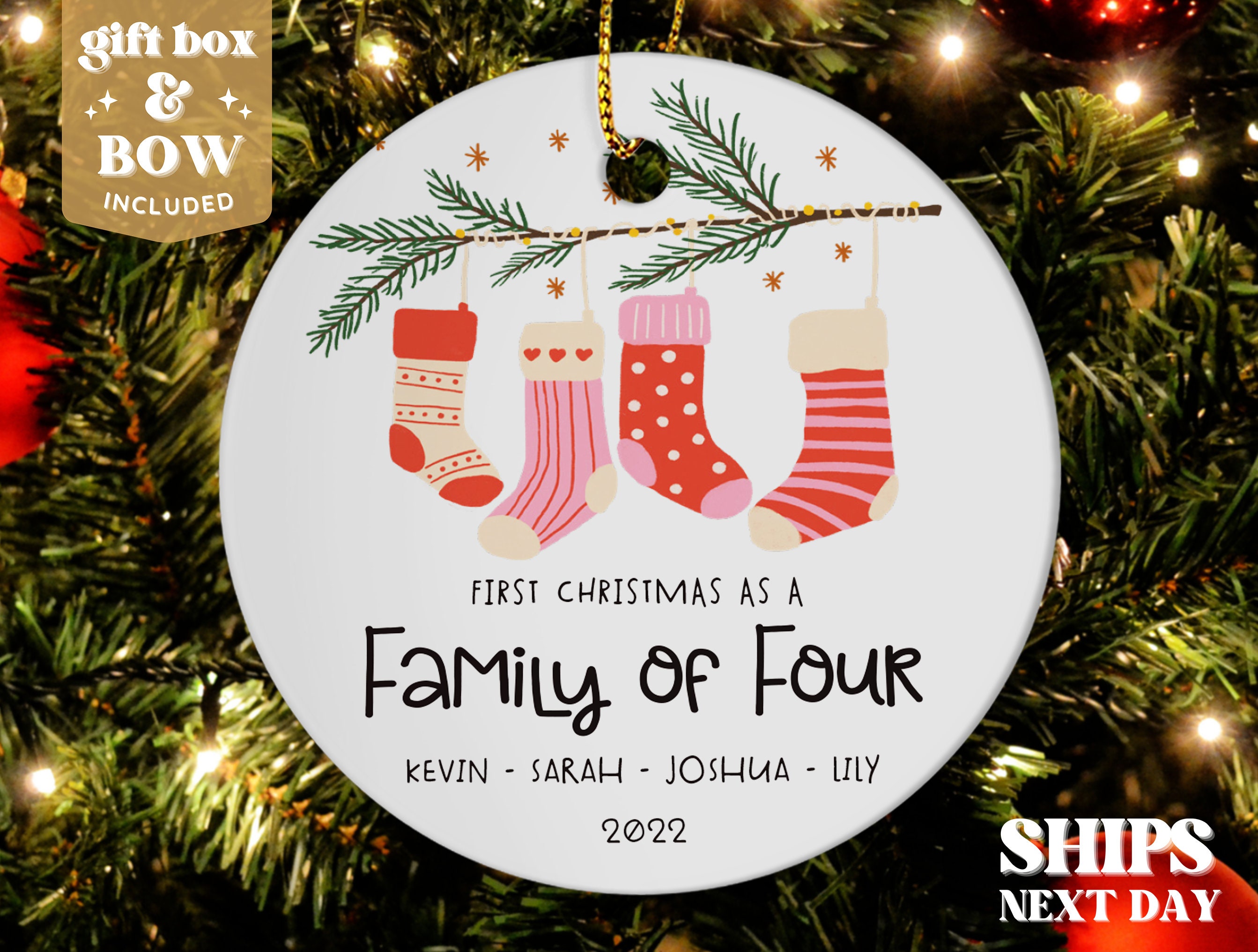 Family of Four Christmas Ornament New Baby Christmas Ornament - Etsy