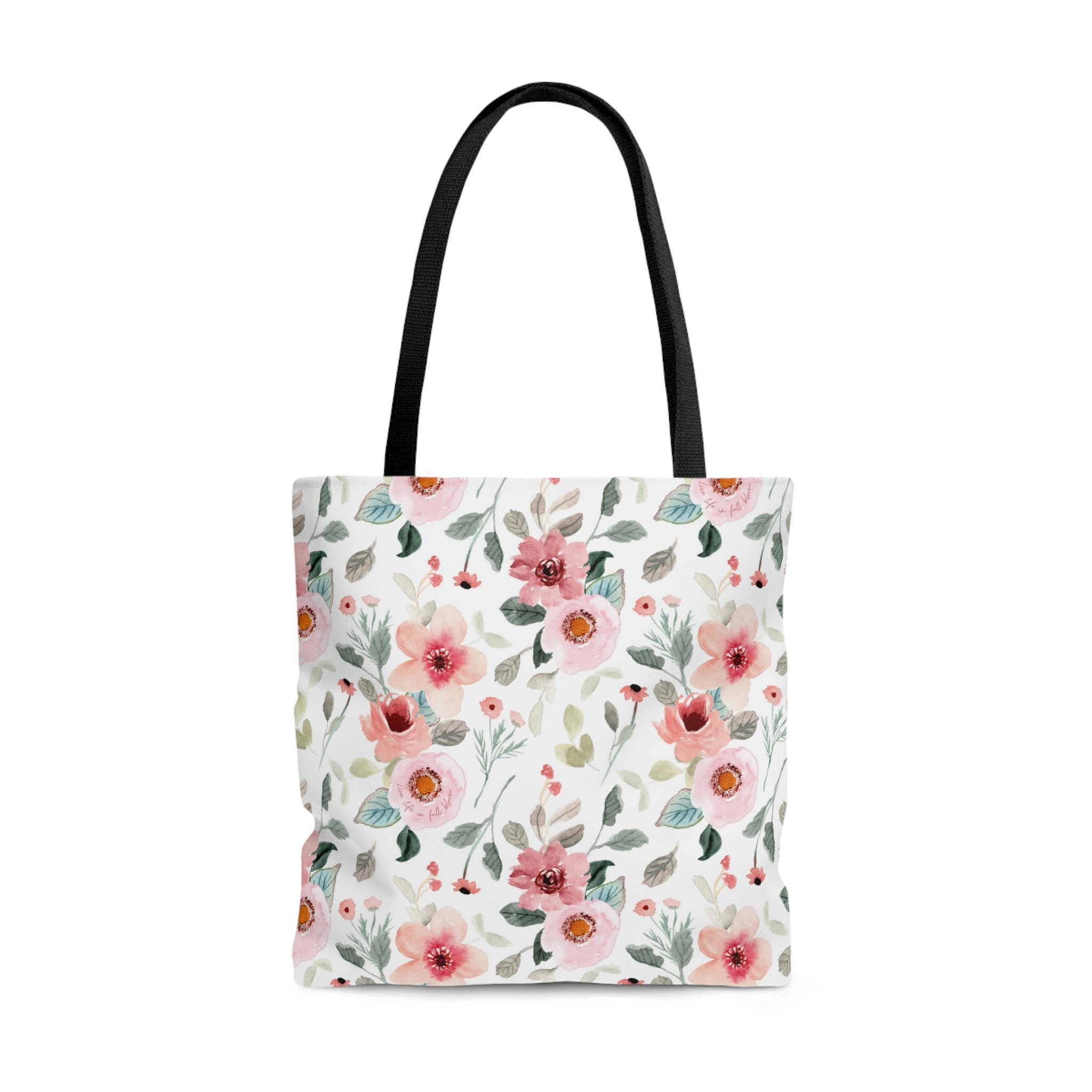 Pink Floral Tote Bag Live Life in Full Bloom Tote Travel - Etsy