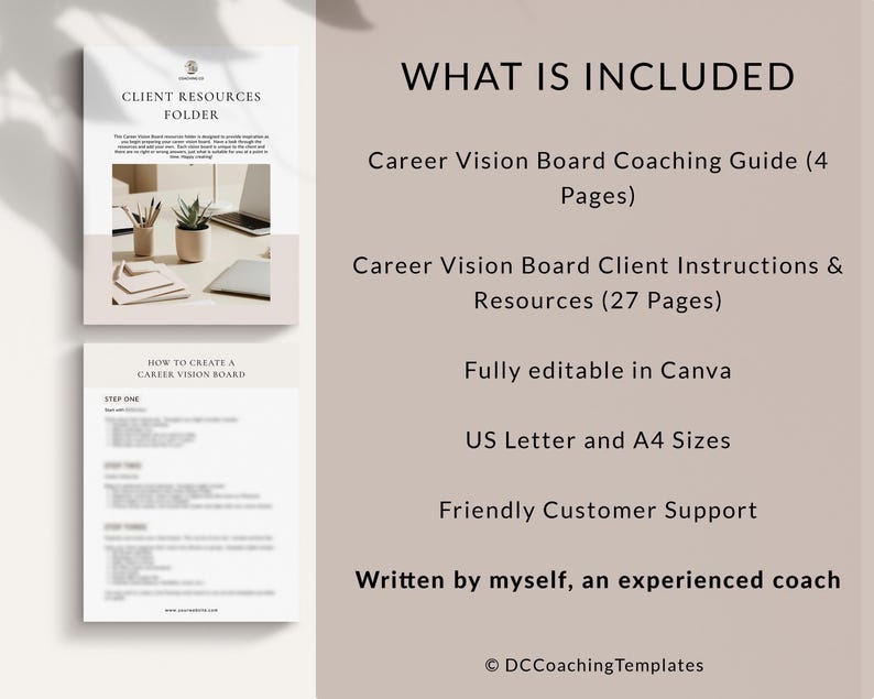 Editable Career Vision Board Template, Coaching Tools (canva) - Etsy