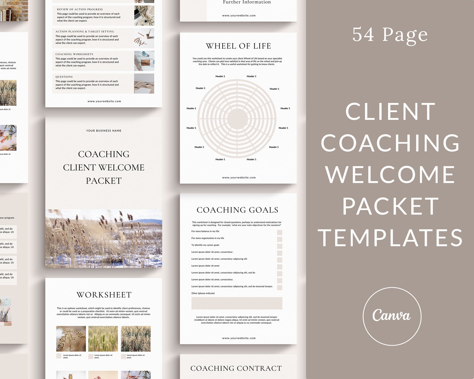 Coaching Client Welcome Packet, Client Onboarding Template, Canva Coaching Worksheets, Life ...