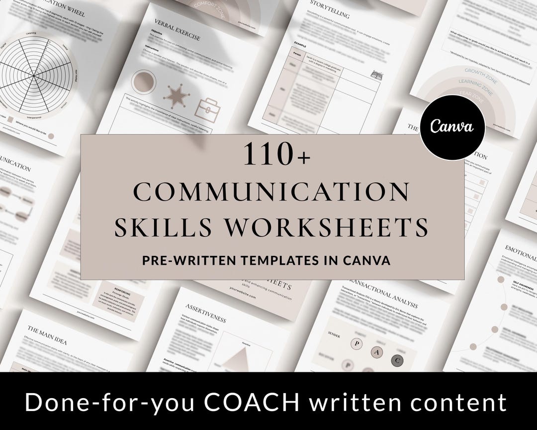 Communication Skills Worksheets, Canva Templates, Therapy Tools ...