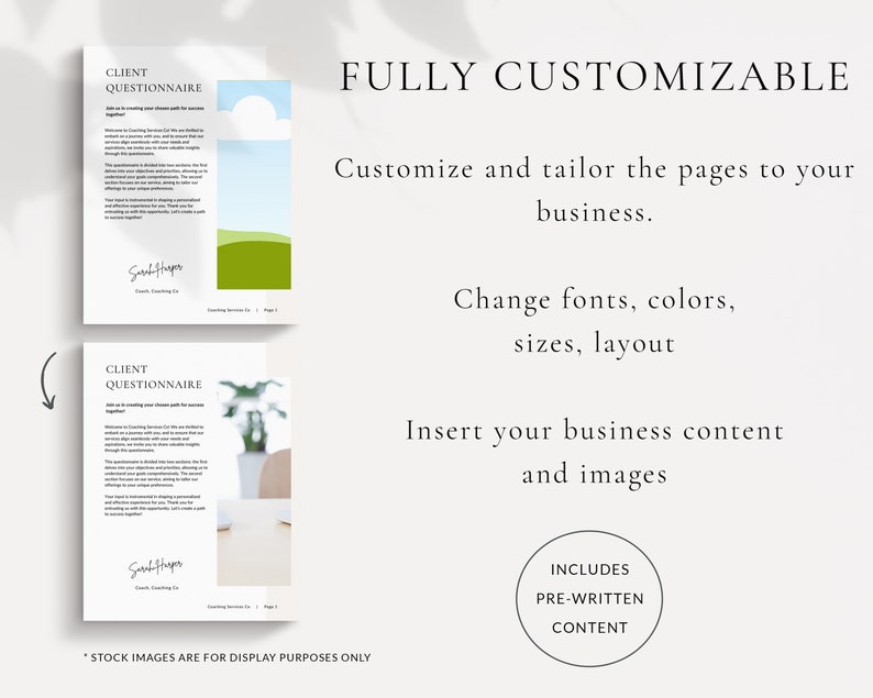 New Client Questionnaire Template, Coaching Client Intake Questionnaire ...