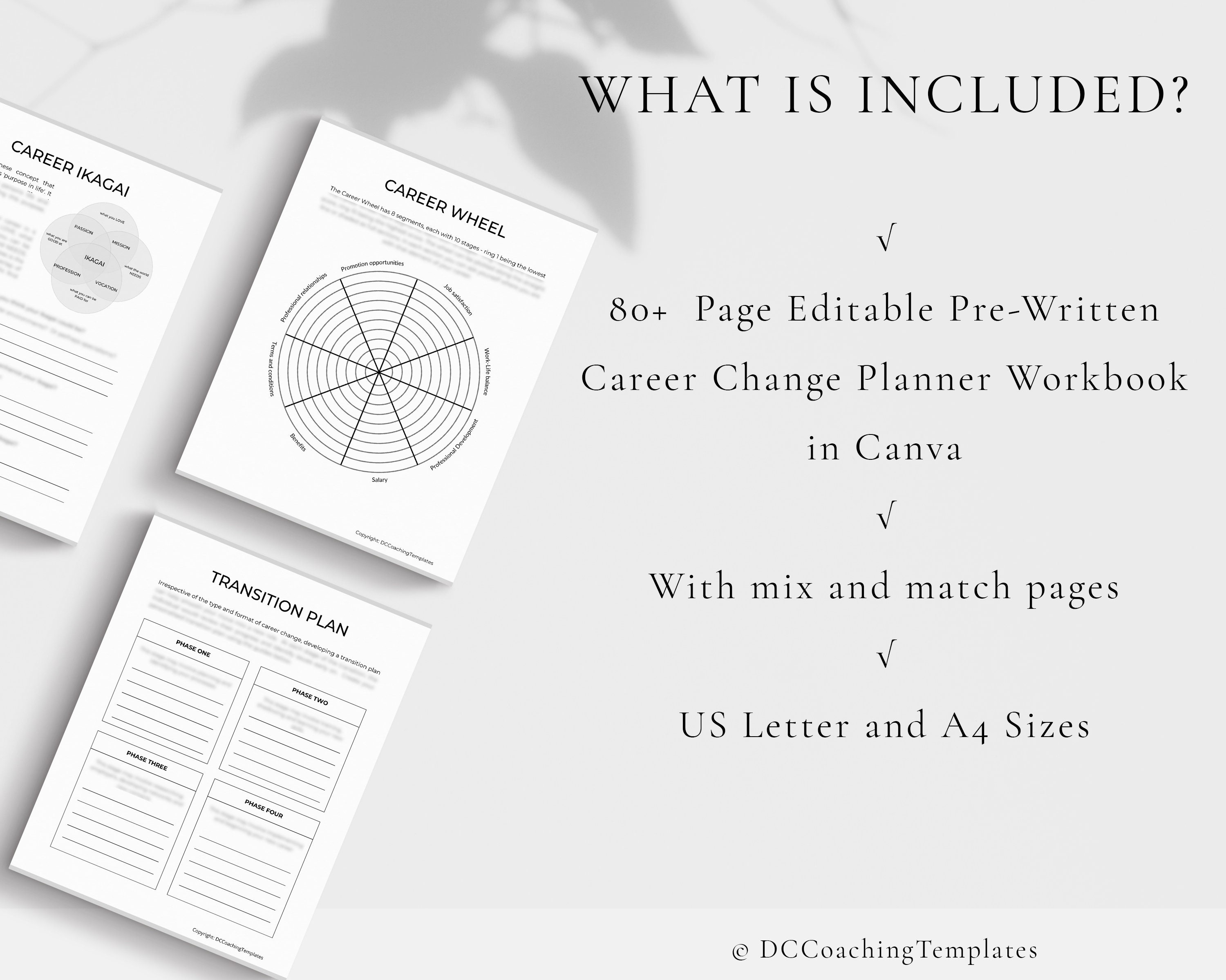 Career Change Planner Workbook, 80+ Pages, Canva Template (digital ...