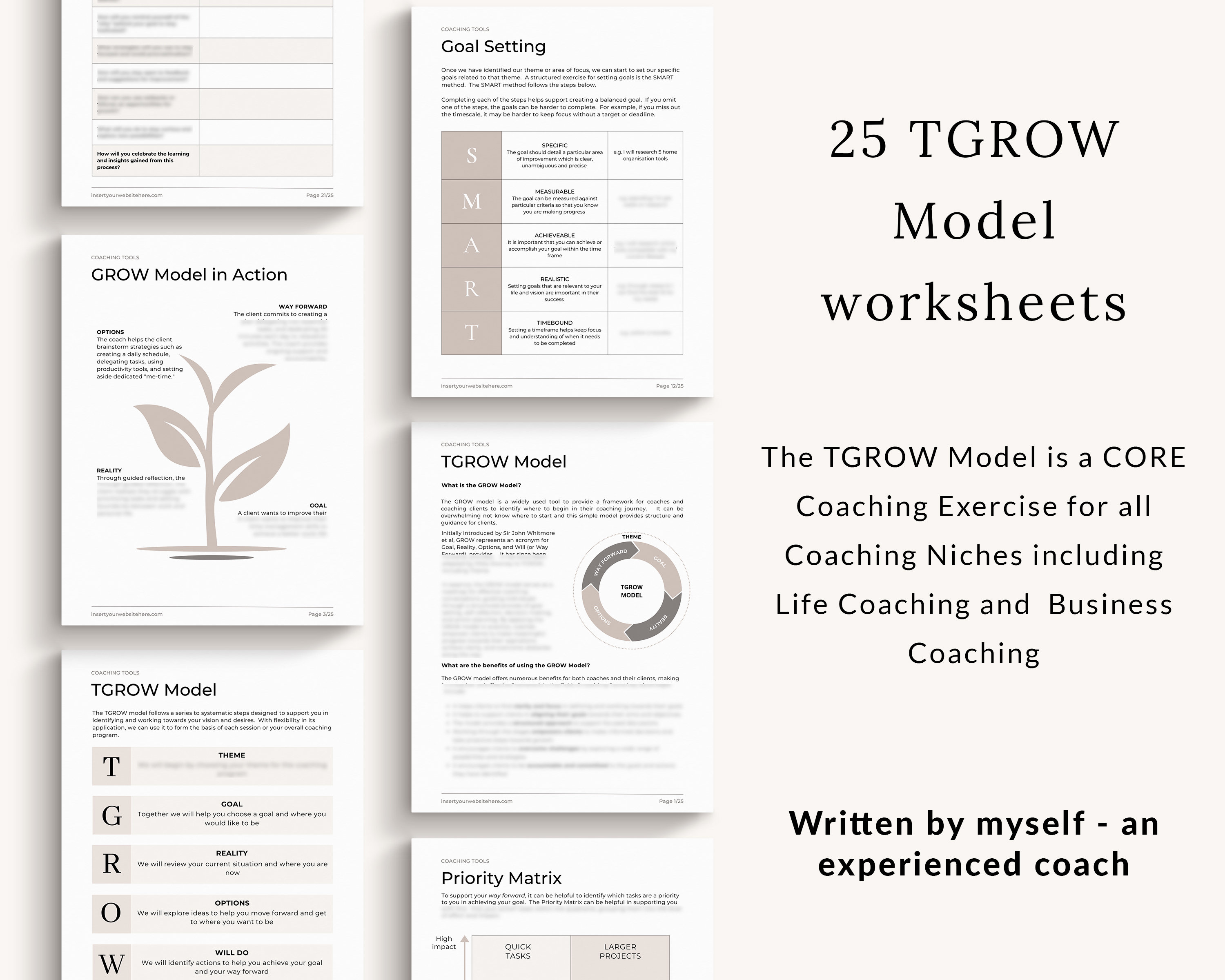 TGROW Model Worksheets, Tgrow Model Exercises, Life Coaching Workbook ...