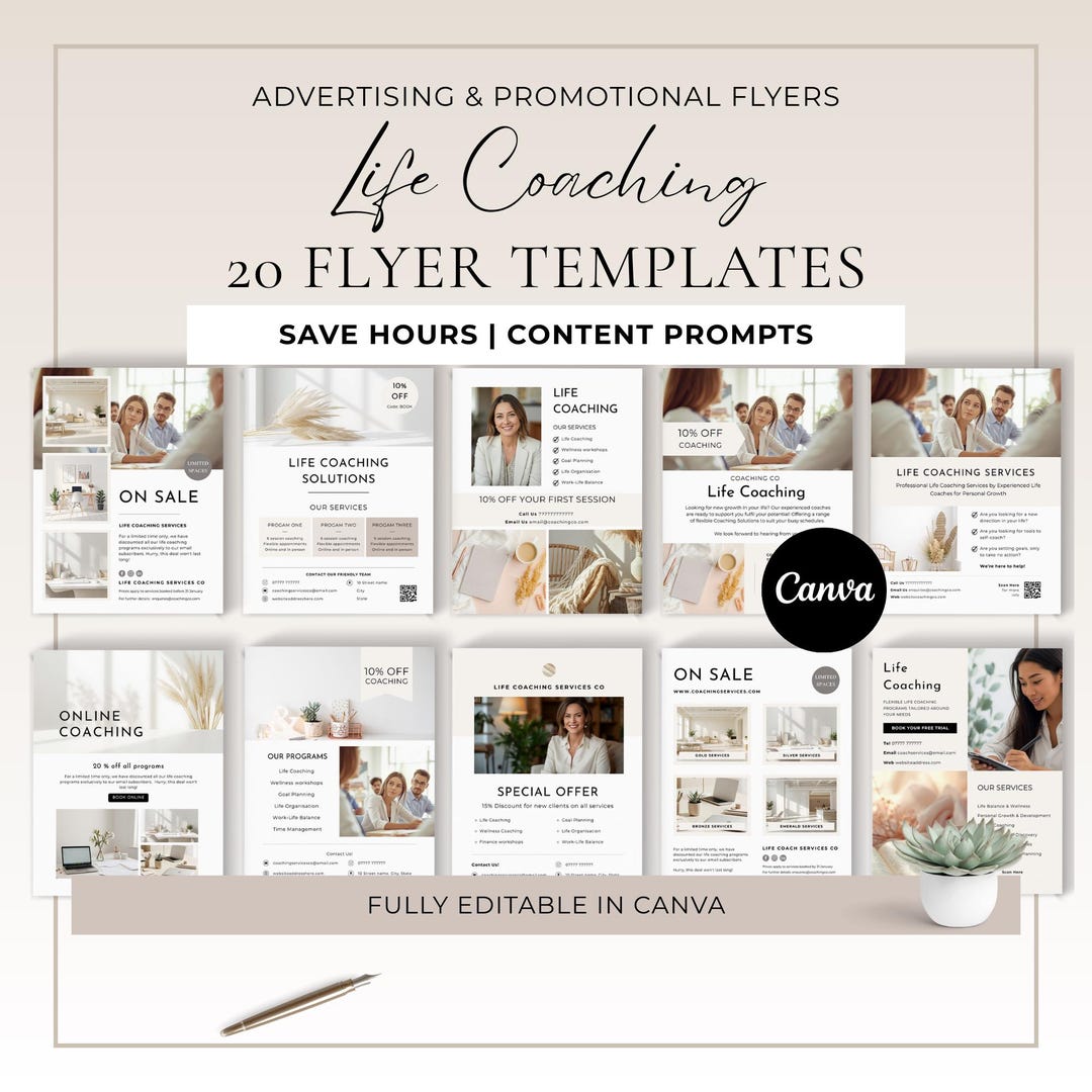 Life Coach Flyer Templates Canva, Life Coaching Business Leaflet Design ...