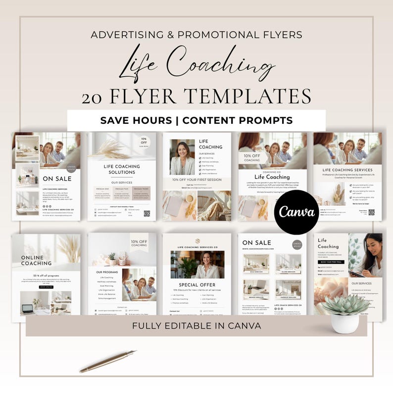Life Coach Flyer Templates Canva, Life Coaching Business Leaflet Design ...