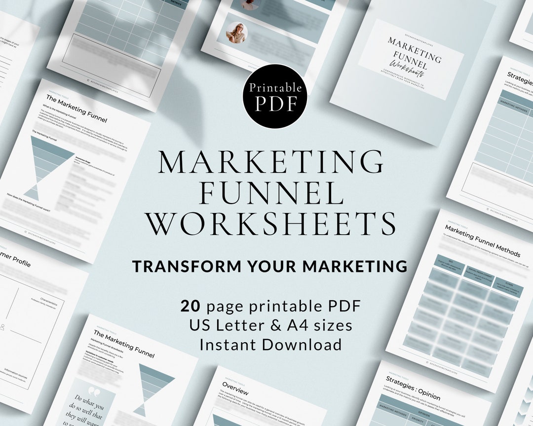 Marketing Funnel Strategy Worksheets Printable, Business Coaching ...