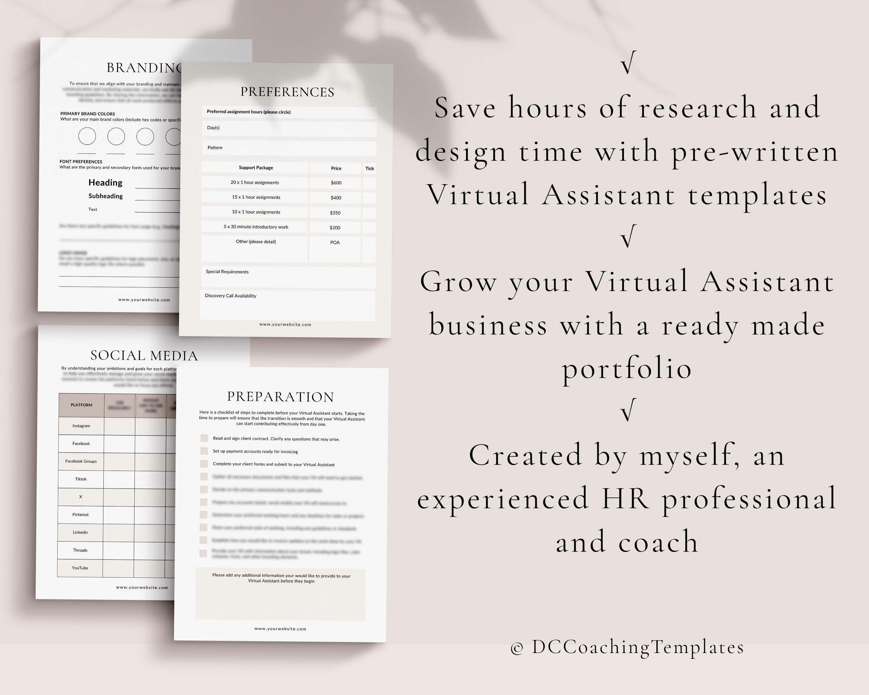 Virtual Assistant Templates Bundle, VA Social Media, Canva Templates ...