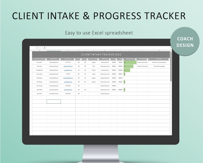 Client Intake Progress Tracker Spreadsheet Template, Client Intake ...