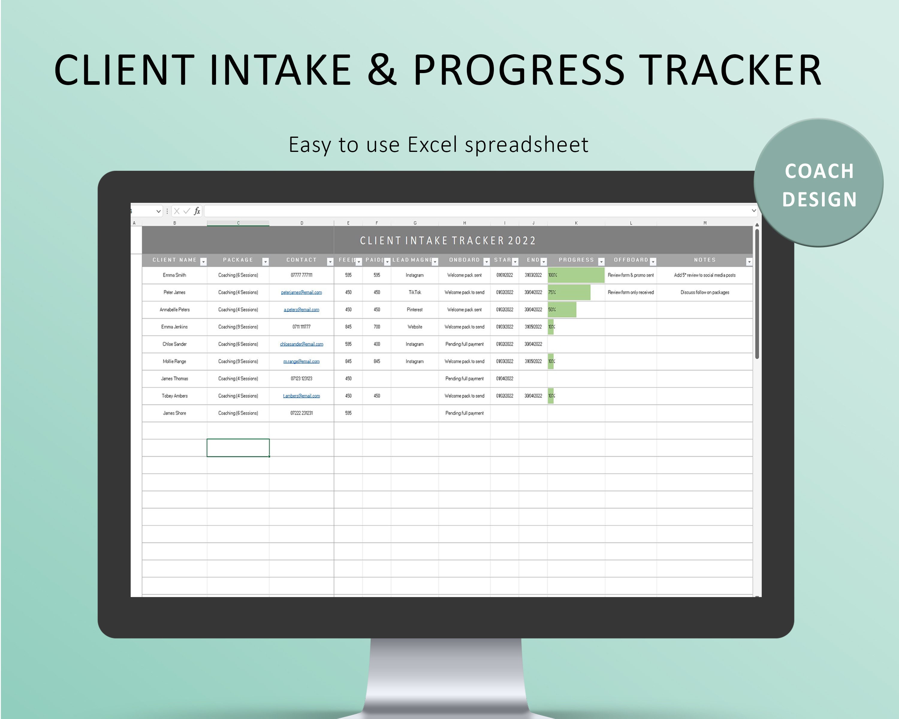Client Intake Progress Tracker Spreadsheet Template, Client Intake ...