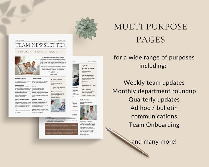 Team Newsletter Template Canva, Office News Letter, Staff Morale ...