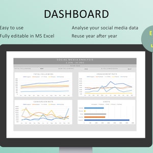 Social Media Analytics Report Template, Excel Spreadsheet, Social Media ...