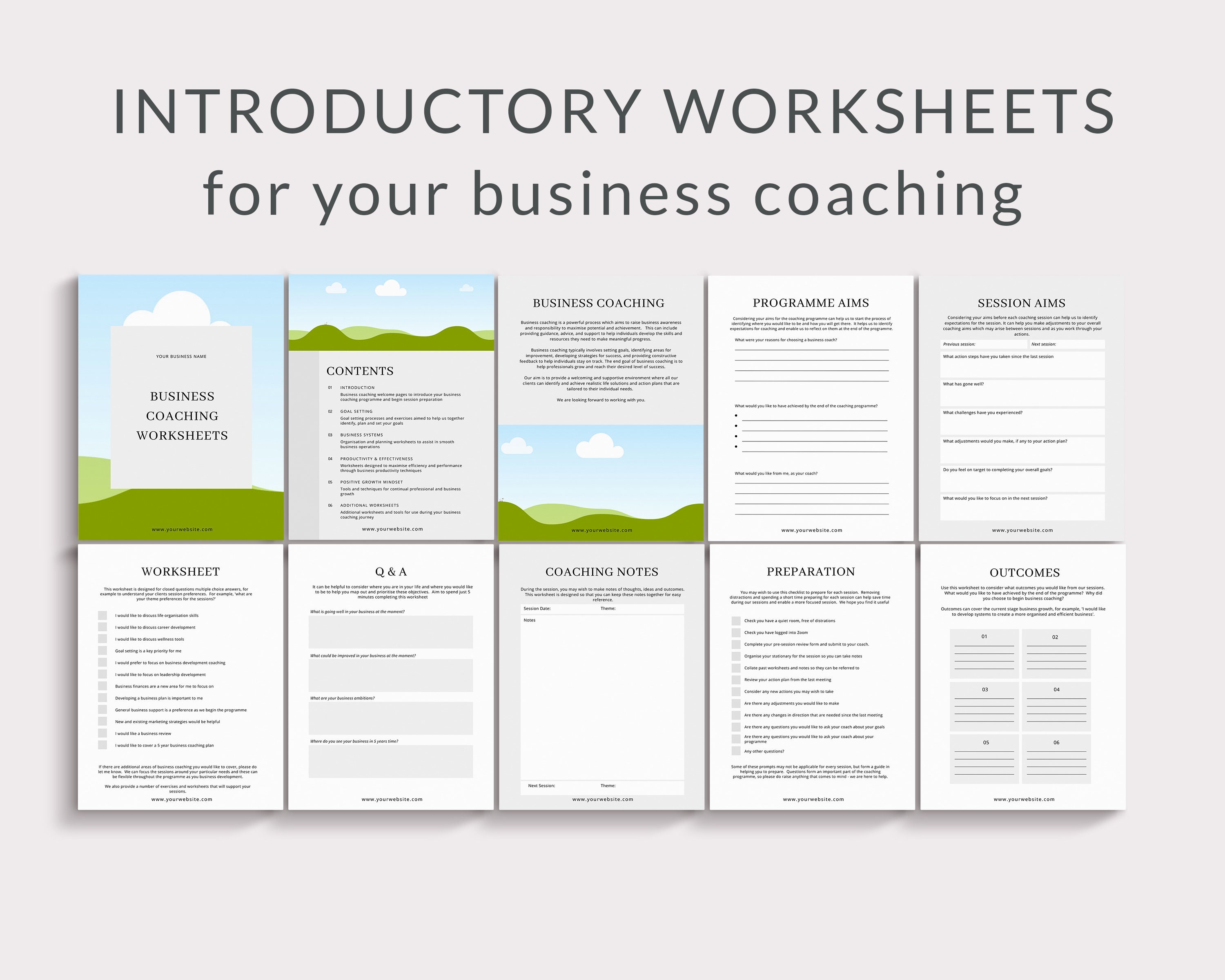 Business Coaching Worksheet Templates, Small Business Coach, Coaching ...