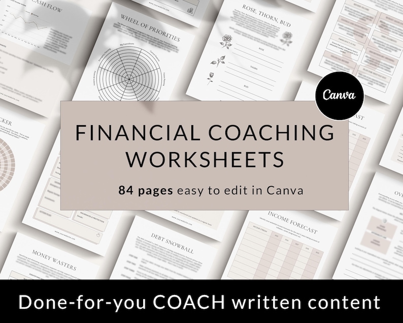 Financial Coaching Worksheet Templates, Finance Coach Canva Templates ...