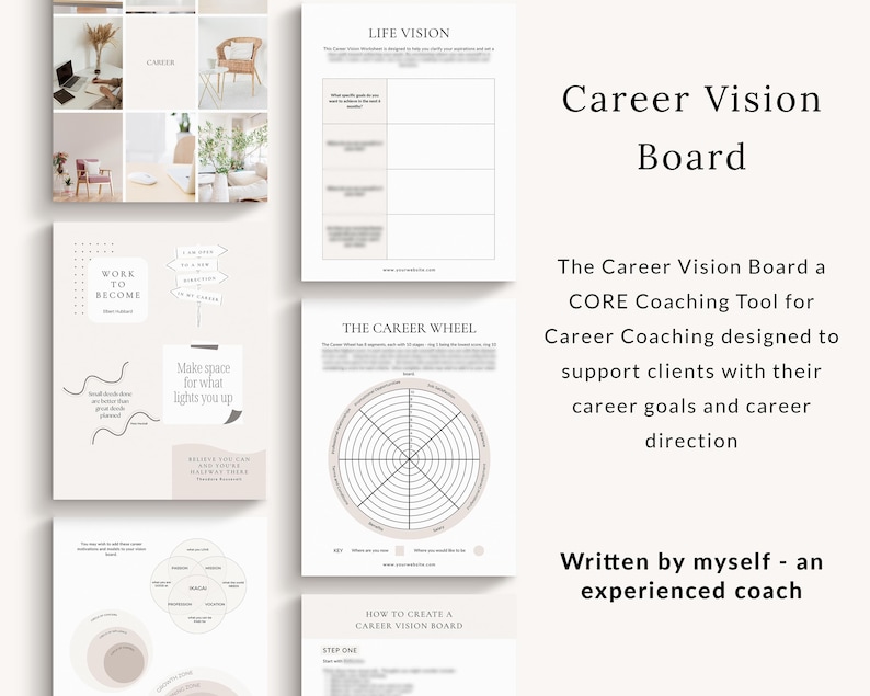 Editable Career Vision Board Template, Coaching Tools (canva) - Etsy