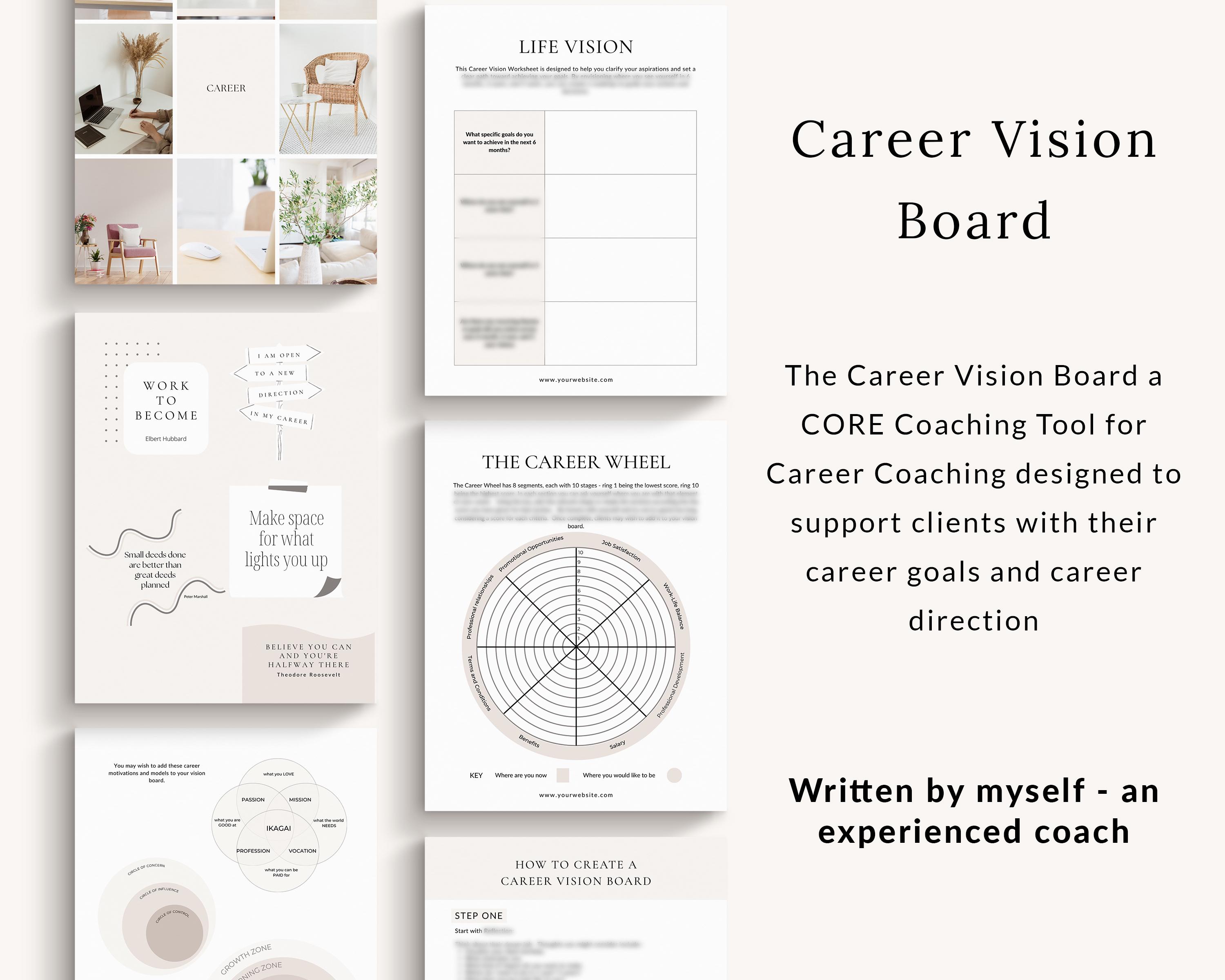 Editable Career Vision Board Template, Coaching Tools (canva) - Etsy