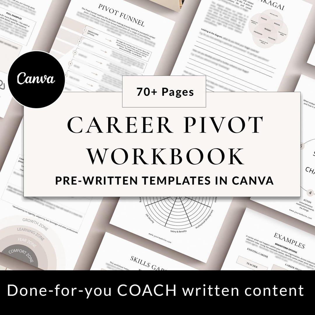 Career Pivot Templates, Career Coaching Workbook Canva, Career ...