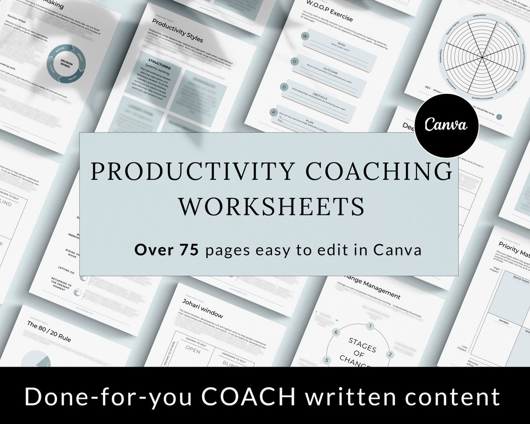 Productivity Workbook, Coaching Worksheets, Canva Templates, Time ...