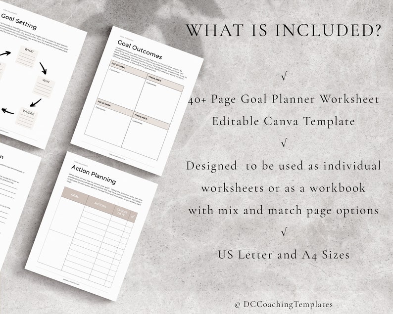 Goal Planner Worksheets, Canva Template, Goal Planning Worksheets, Goal ...