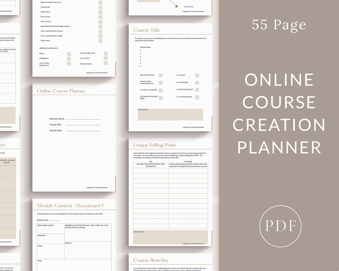 Online Course Planner, Course Creator Planner, Course Planner Workbook ...